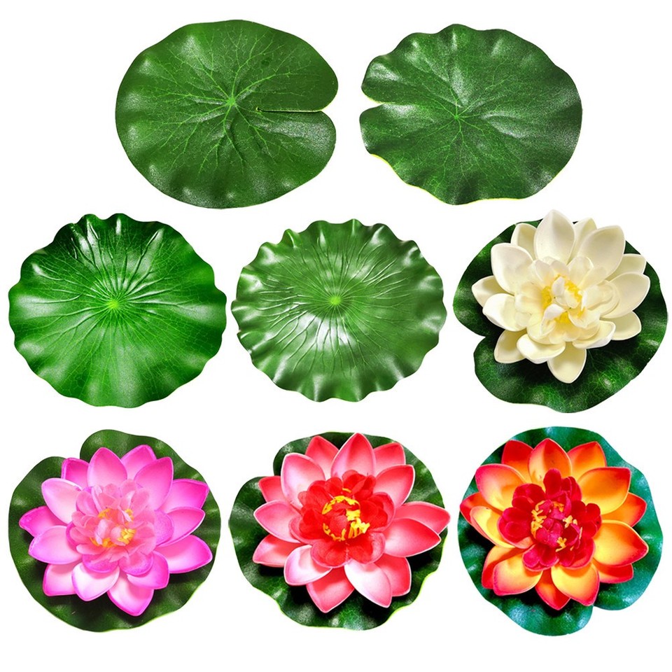 8pcs Artificial Water Lily Lotus Pads Floating Lotus Leaves for ...