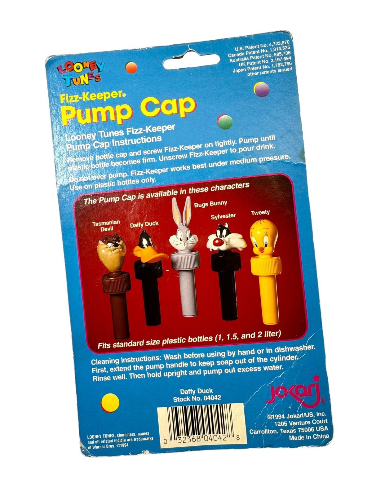 NEW Funny 90s Vintage Looney Tunes Daffy Duck Fizz Keeper Soda Pop Pump ...