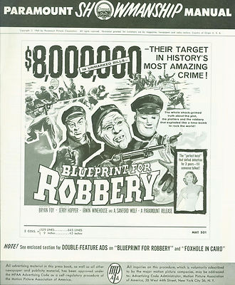 Blueprint for Robbery 1961 press book J. Pat O'Malley, Robert J. Wilke ...