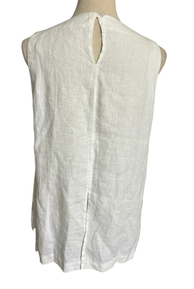 Crown Linen Designs 100% Linen Tunic Top Womens XS White Lagenlook ...