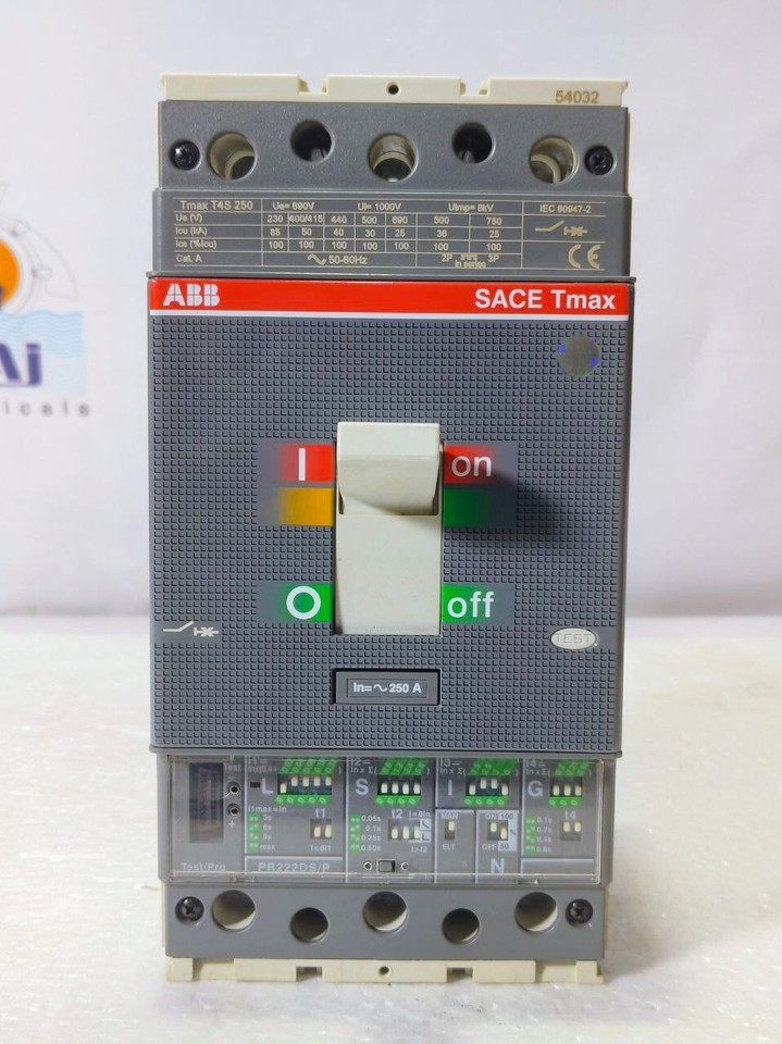 ABB TMAX T4S 250 250A 3POLE PR222DS/P CIRCUIT BREAKER 30kA at 500V ...