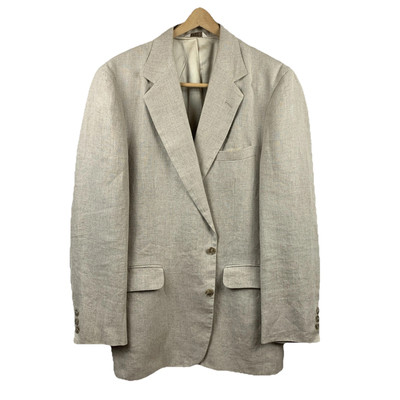 SAVILE ROW Blazer Mens Size 41 R Beige Linen Blend 2 Button Single Vent ...