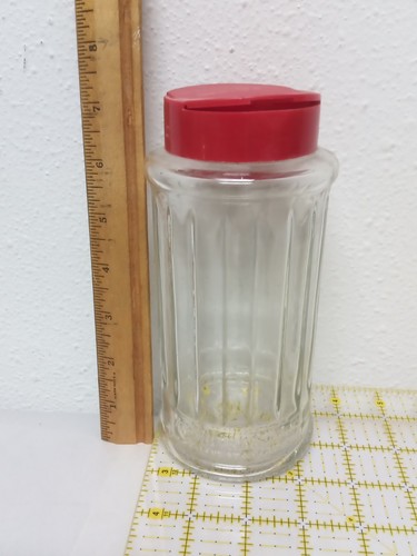 Vtg Nutra Sweet Brand Sweetener Clear Glass Jar Container Red Screw Lid ...