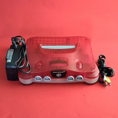 Nintendo 64 Watermelon Red Console system N64 W/ adapter cable | eBay