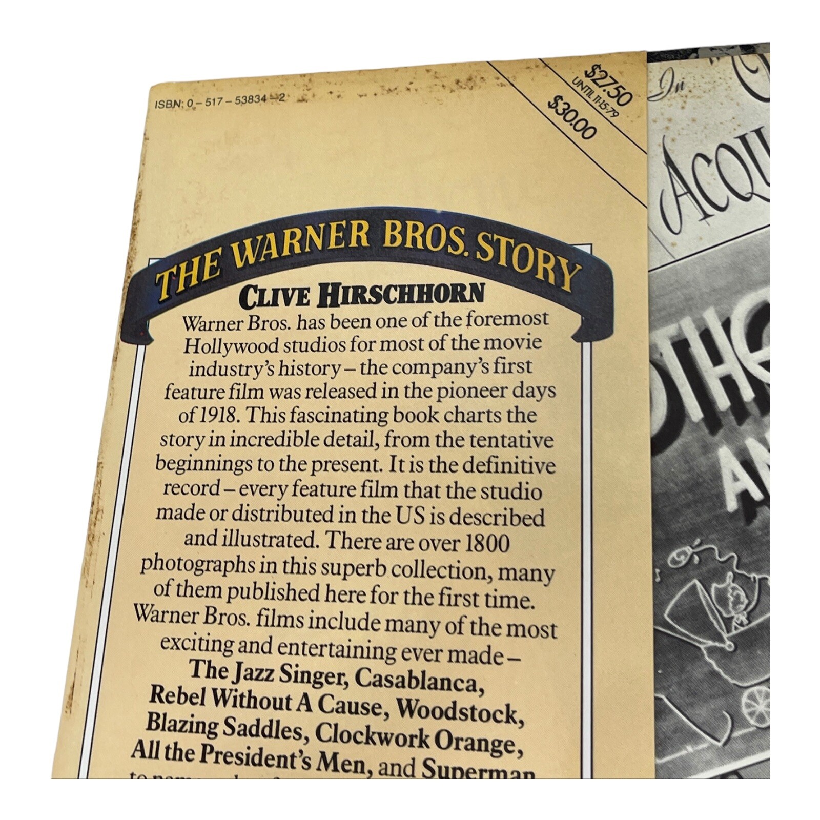 The Warner Bros. Story By Clive Hirschhorn Hardcover Hollywood Film TV ...