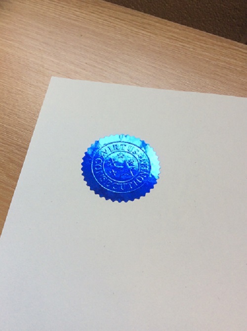 30 Metalic Blue Embossed Foil Seal, Stickers Ideal for Certificates ...