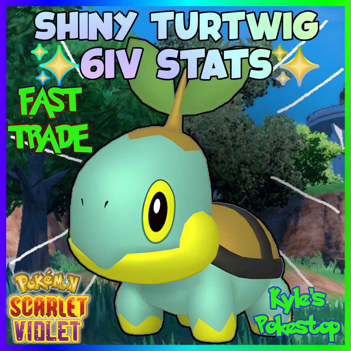 6IV SHINY TURTWIG POKEMON SCARLET & VIOLET EV'D BATTLE READY 🚀 SENT ...