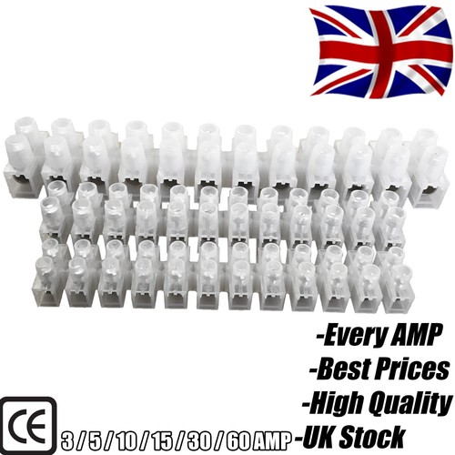 12 WAY CONNECTOR STRIP CHOC BLOCK TERMINAL 3 5 10 15 30 60 AMP ...