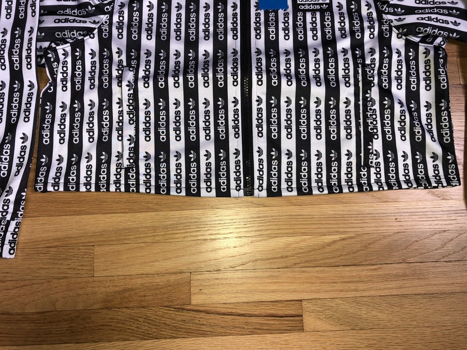 Adidas Womens Originals Full Zip Track Top FM2489 Black and White-Sizes ...