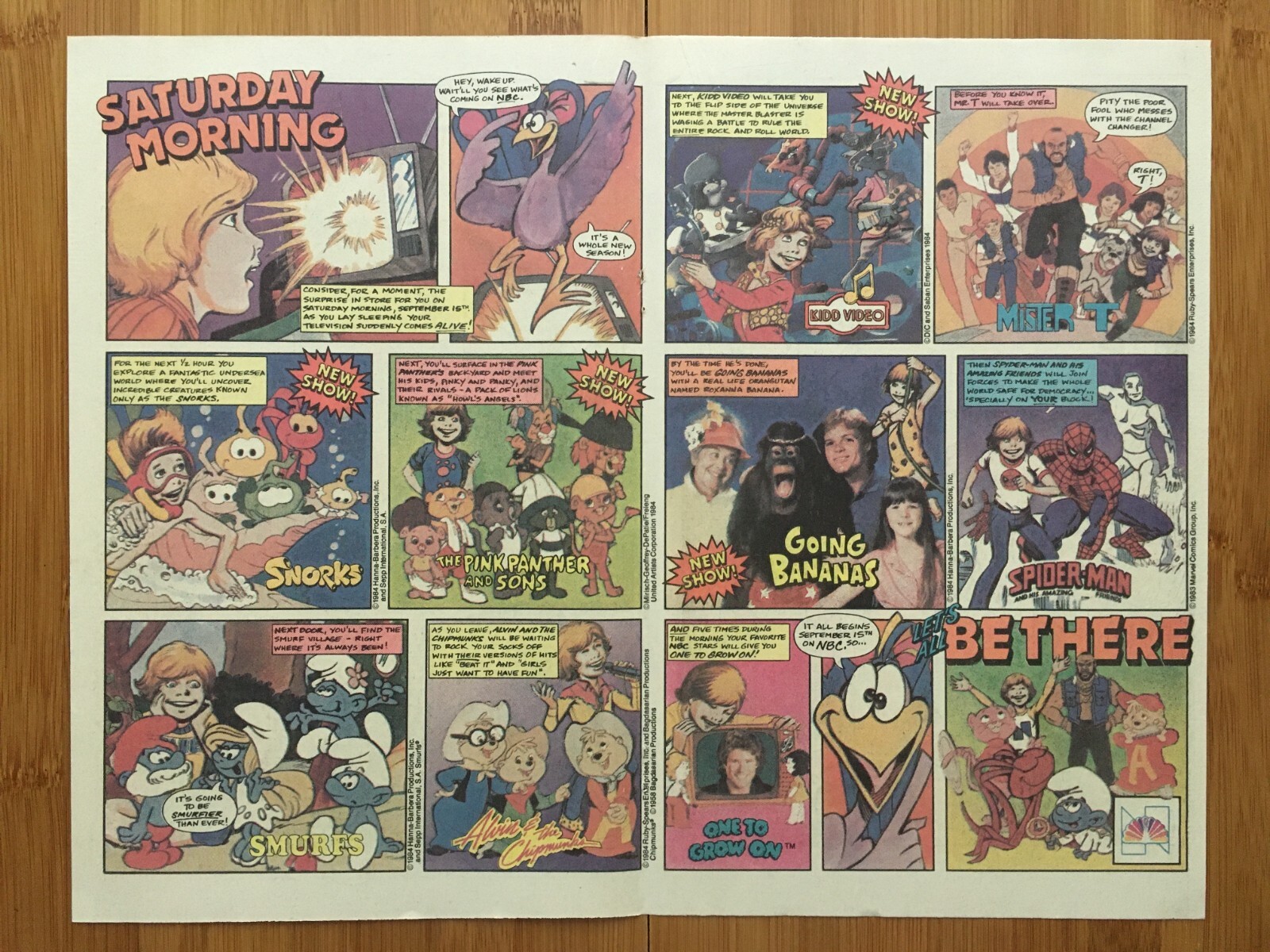 1983 NBC Saturday Morning Cartoons Print Ad/Poster Snorks Smurfs Mr ...