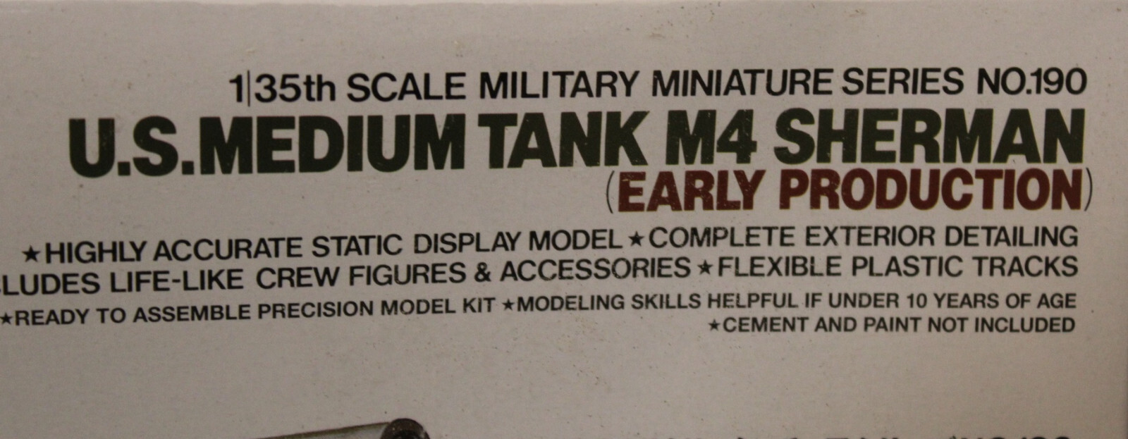 Tamiya 35190 1/35 U.S Medium Tank M4 Sherman Early Production Scale ...