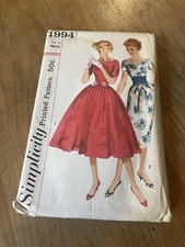 1950s Vtg Simplicity Sewing Pattern 1153 Flared Dress Drop Waist 13 ...
