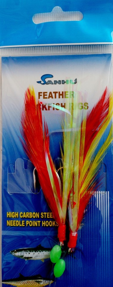 5/0 Rock Cod Feather Rigs Feather Rockfish Bait Choose Packs & Colors ...