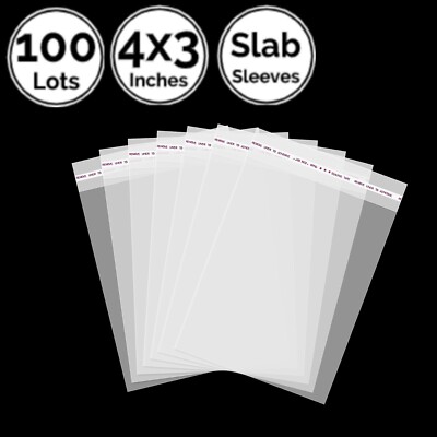 100 Lots 4 x 3 IN 10 x 7 cm Slab Coin Protector Sleeves Self Adhesive 4 ...