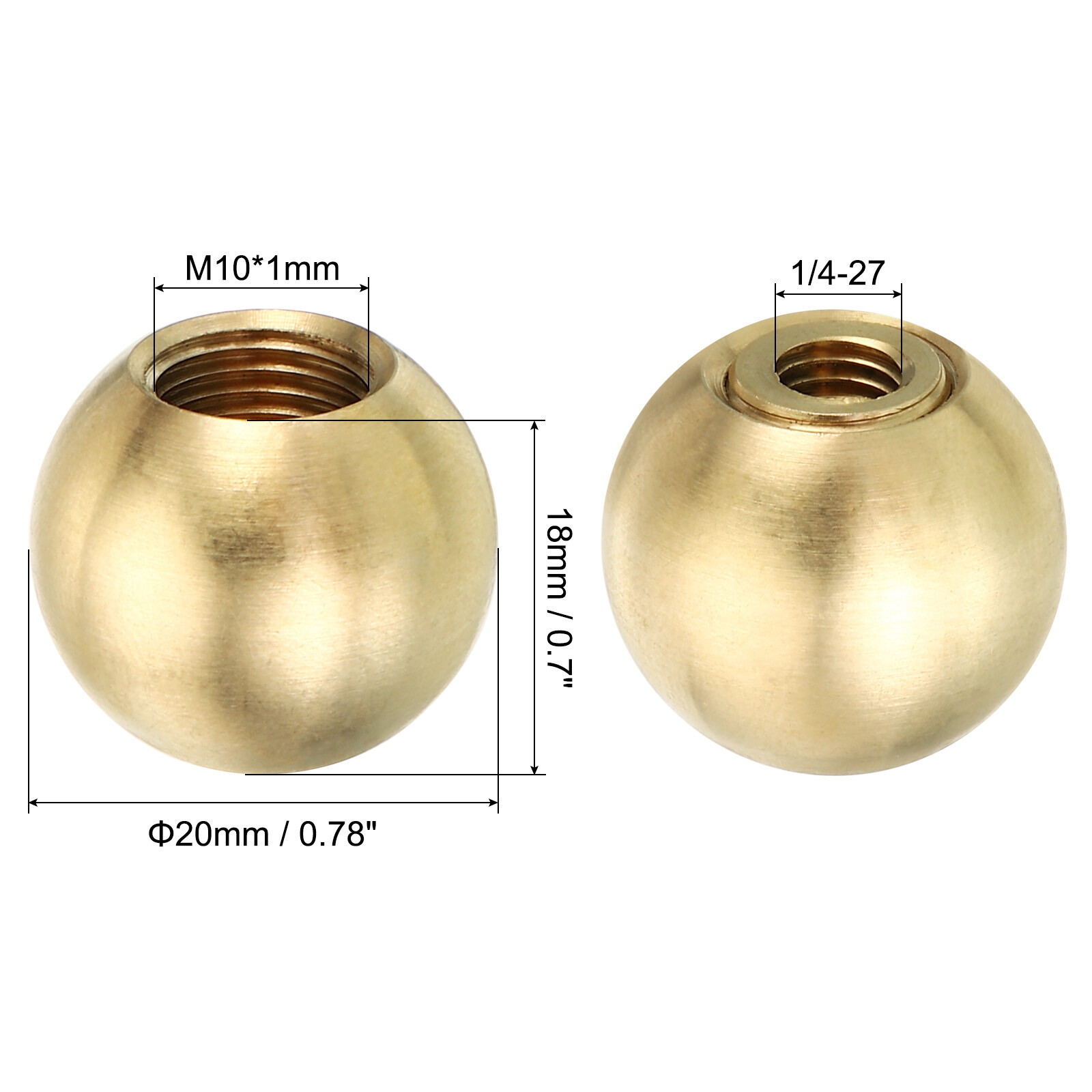2set 20mm Brass Ball Lamp Finials with Pipe Lamp Shade Decoration Screw ...