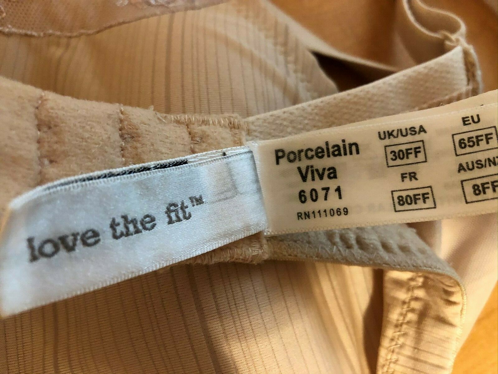 EUC Panache Superbra PORCELAIN VIVA Nude & Black Nylon 6071 T-Shirt Bra ...