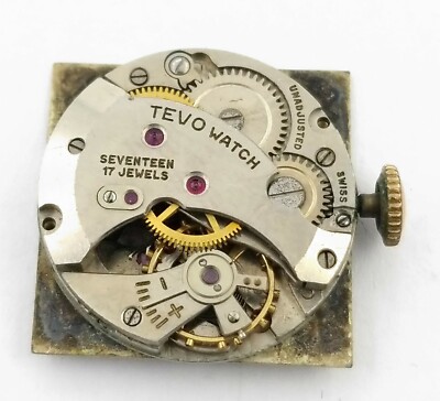 Antique Tevo Swiss Round Watch Movement 17 Jewels Repair Bucherer # ...