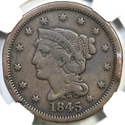 1845 NGC VF Details Braided Hair Large Cent Coin 1c | eBay