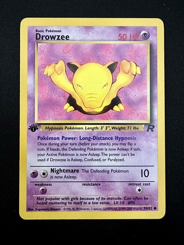 Drowzee - 54/82 - 1st Edition Common - Team Rocket - Pokémon TCG - NM ...