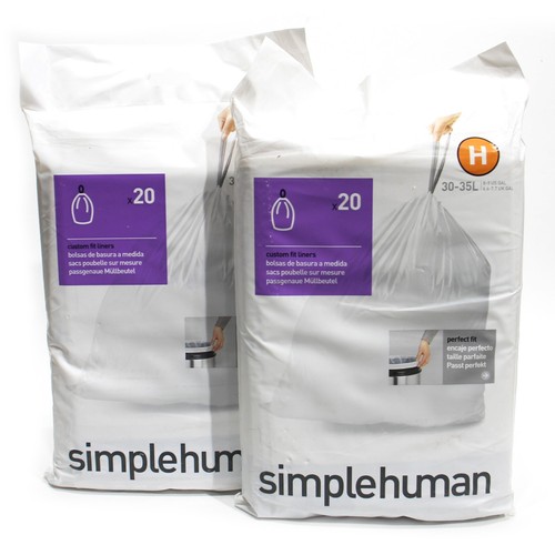 2X Simplehuman Code H Custom Fit Liners Drawstring Trash Bags 20 Count 30-35L | eBay
