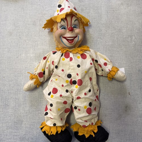 Vintage LARGE RUSHTON Clown Doll Star Creation Stuffed Plush Toy Rubber ...