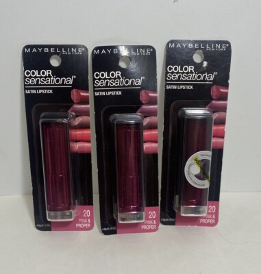 Maybelline Pink & Proper #20 Color Sensational Satin Lipstick LOT of 3 ...