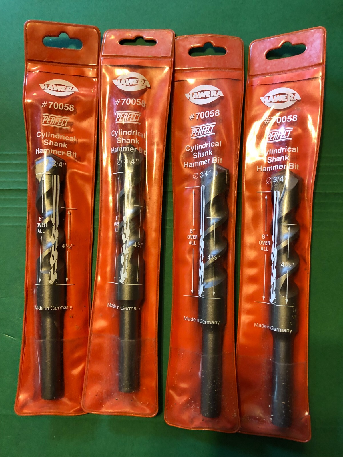 Set of Four (4) New Hawera/Bosch 3/4" Dia. Hammer Drill Bit for Masonry ...