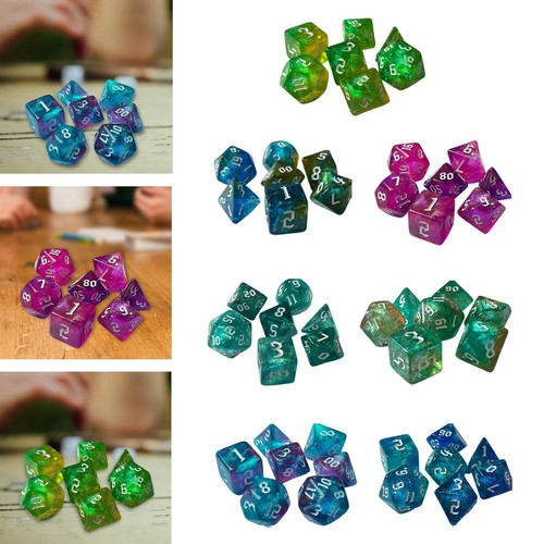 7Pcs Polyhedral Dice D4 D6 D8 D10 D12 D20 for DND Party Game Table Game ...