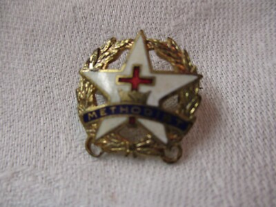 Vintage gold tone & Enamel Methodist Pin Brooch Star | eBay