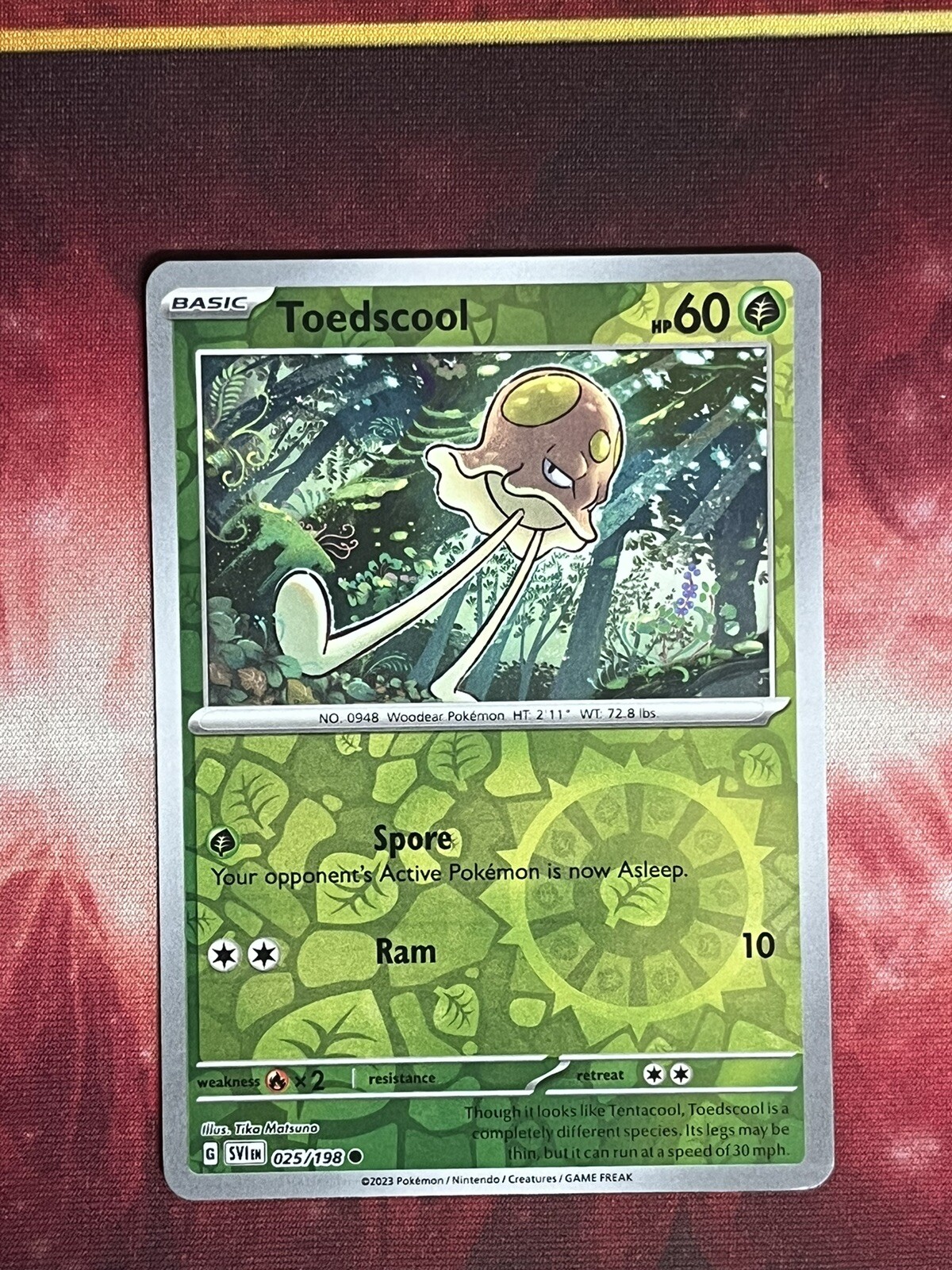 Pokemon Card Toedscool Reverse Holo Scarlet Violet SV1 EN 025/198 ...