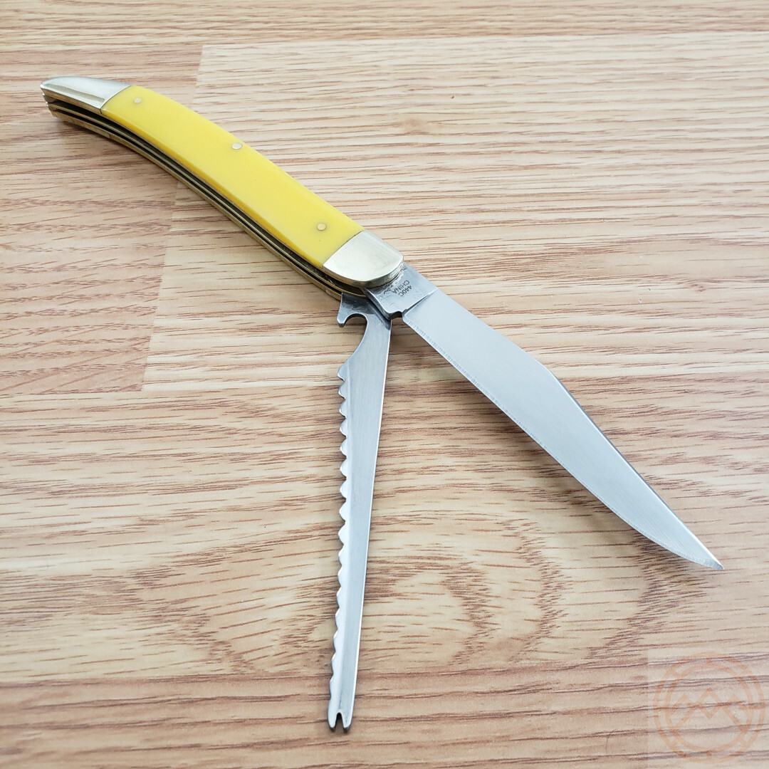 Queen+QN46Y+Stainless+Knife+and+Saw+Blades+Yellow+Handle+Fish+Knife for ...