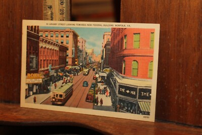 Vintage Postcard Linen Granby Street New Federal Building Norfolk ...