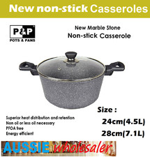 MASTERCHEF COOKWARE 24cm STEAMER CASSEROLE PAN WITH GLASS LID 24cm 4.2L ...