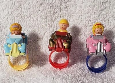 Polly Pocket - "WEE WILLY'S SPORTS CAR" Rings - RARE GOLD - Complete ...