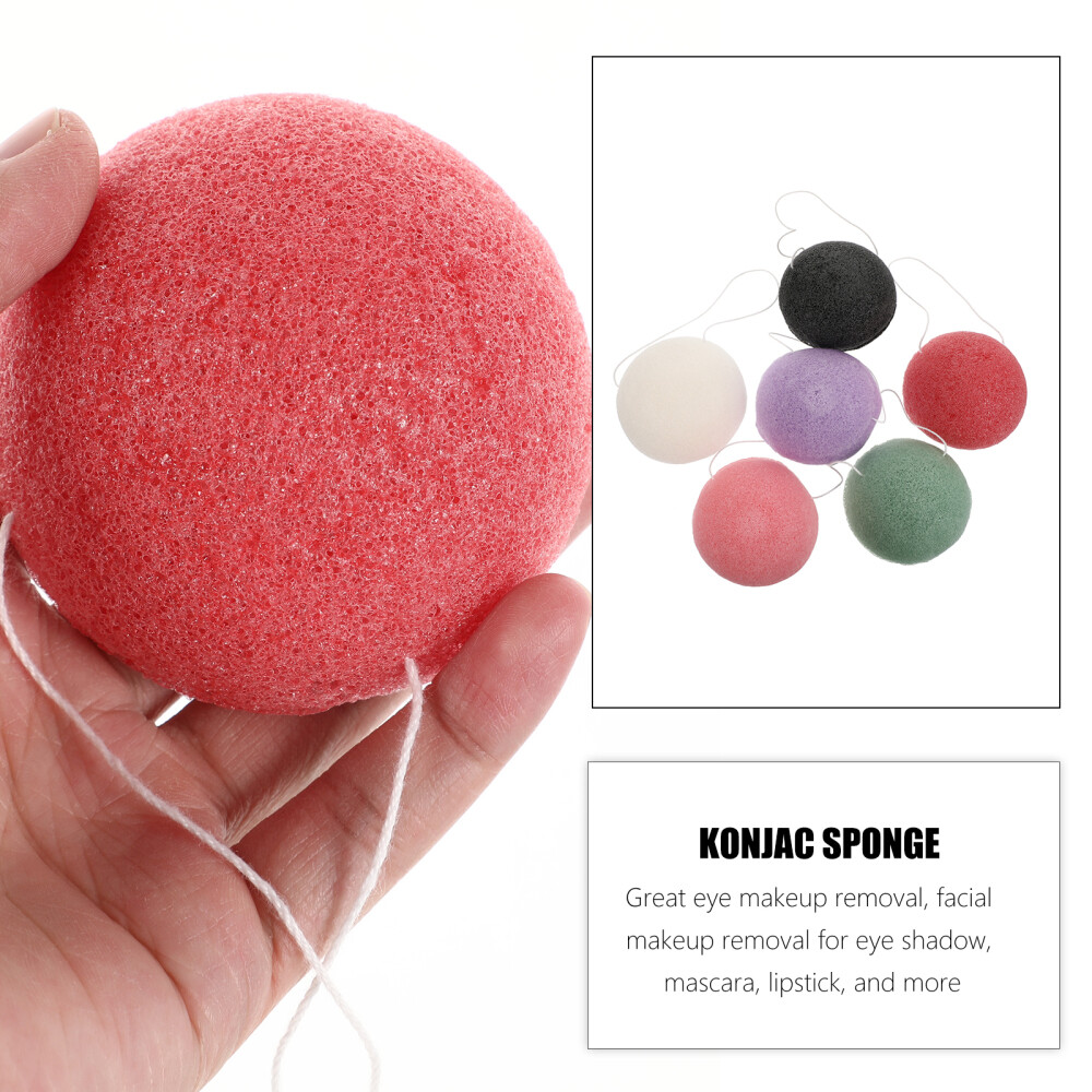 6 Pcs Jie Konjak Sponge Konjac Facial Cleaning Sponges Cotton Pads for ...