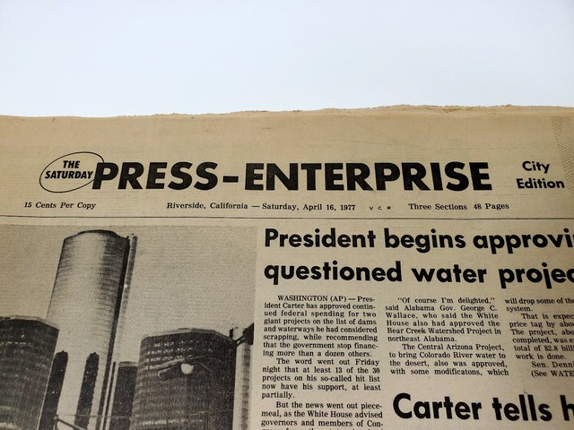 Vintage Press Enterprise Newspaper April 16th, 1977 Riverside ...