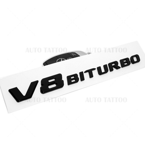 2x 17+ V8 BITURBO AMG Logo Side Fender Marker Nameplate Emblem Badge ...