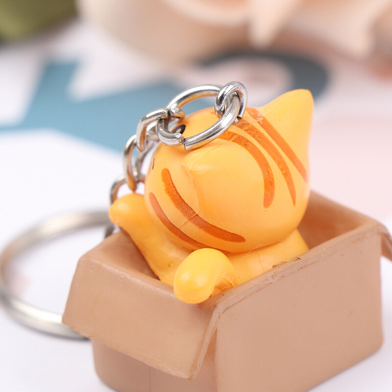 Cute Little Box Cat Key Chain Kawaii Kitten Car Keychain Fashion Letter ...