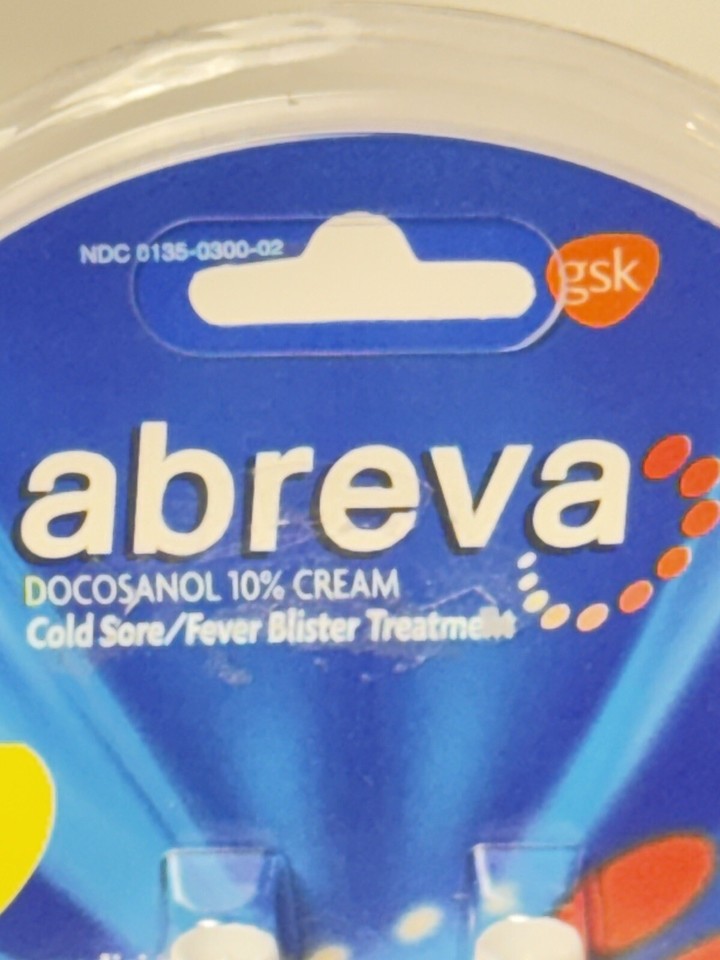 Abreva Docosanol 10% Cream Tube, 4g - Twin Pack Exp 11/25 cold, sore ...
