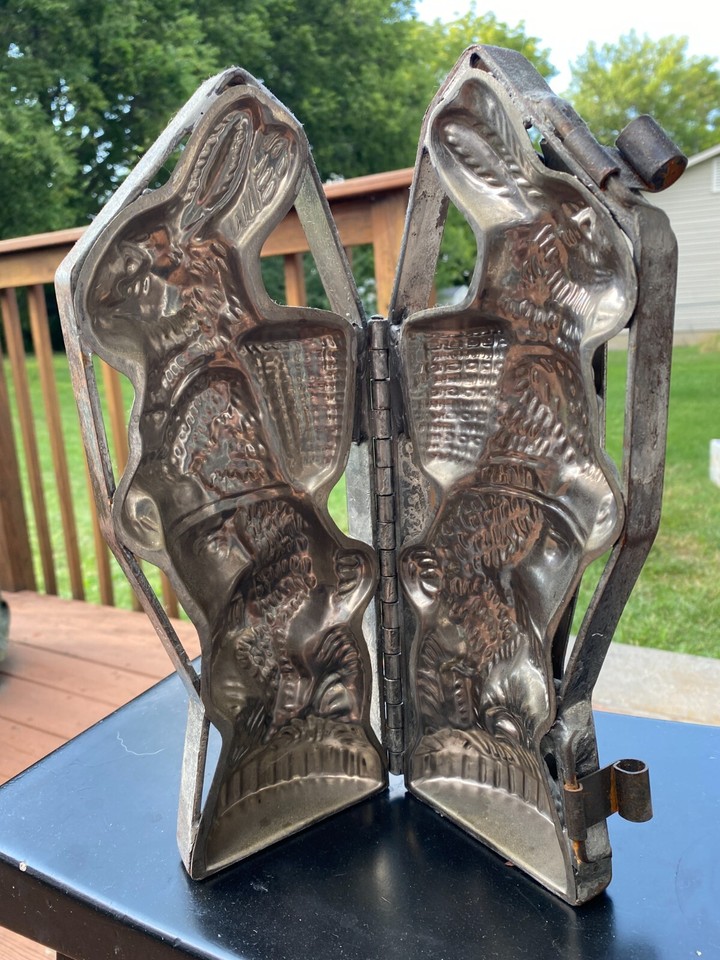 Vintage Large Easter Bunny Chocolate Mold w/ Steel Framework - 12" Tall ...