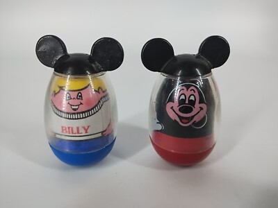 Lot 2 Vtg 2" Weebles Wobble Walt Disney Productions Mickey Mouse/Billy ...