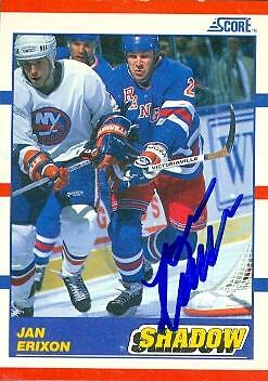 Jan Erixon autographed Hockey Card (New York Rangers) 1990 Score #343 ...