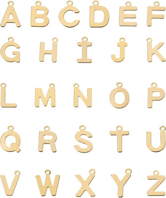 Stainless Steel Letter Charms 18K Gold Plated Alphabet Pendants Initial ...