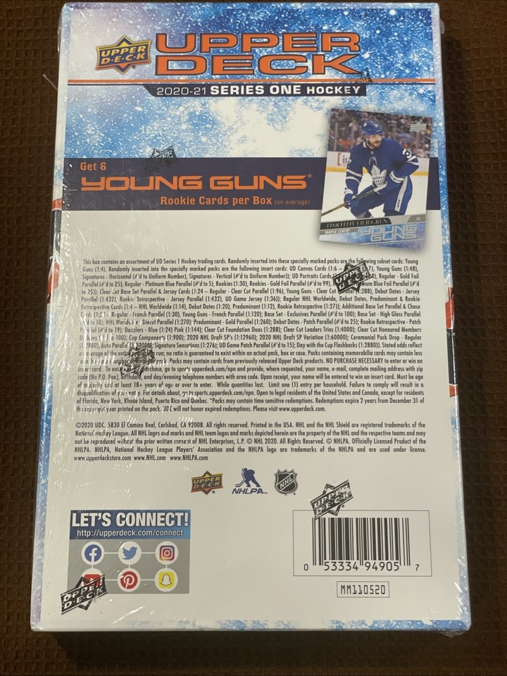 2020-21 Upper Deck Series 1 Hockey Hobby Box Factory Sealed New RC ...