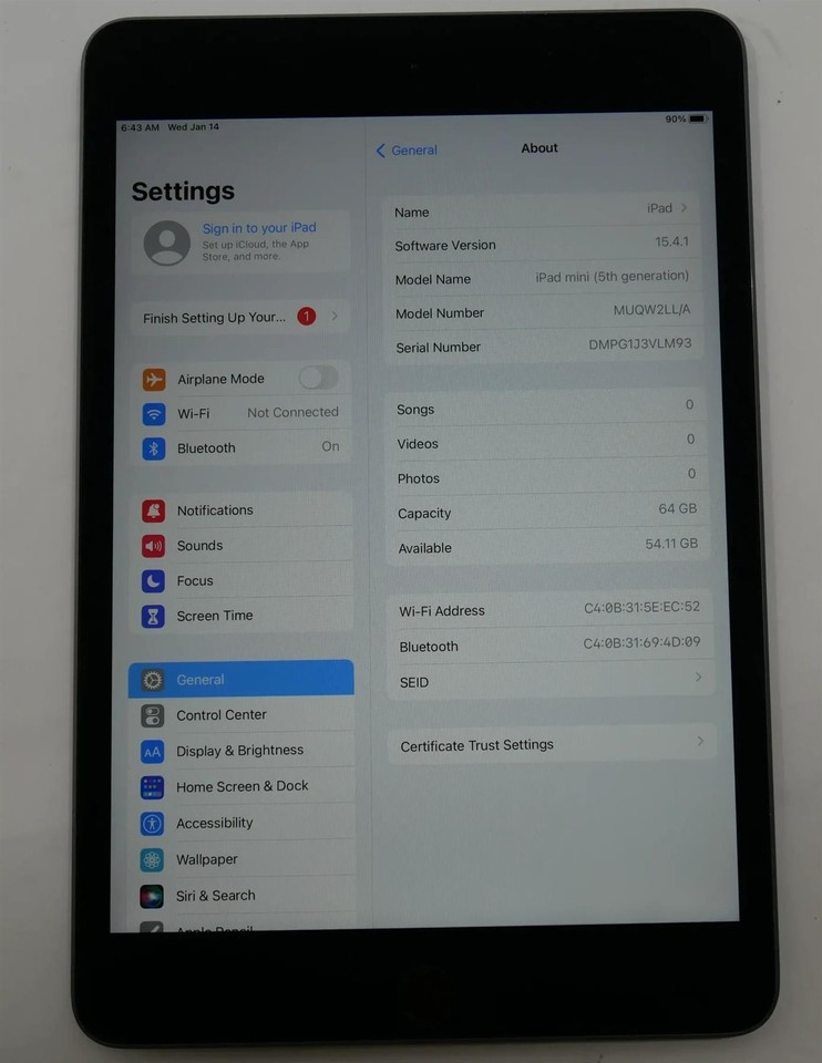 Apple iPad Mini 5th Gen A2133 7.9" 64GB Wi-Fi 7.9 in MUQW2LL/A | eBay