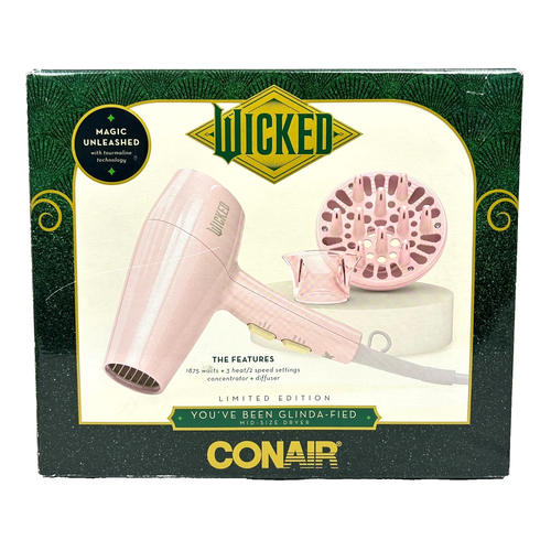NIB Conair Wicked Pink MidSized Dryer "You've Been Glinda-Fied" Limited ...