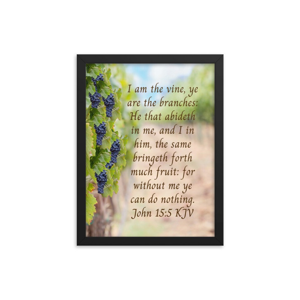 I am the Vine Christian Scripture Bible Verse Framed photo paper poster ...