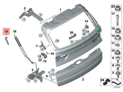 BMW F15 F85 SUV ADAPTER PLATE TRUNK LID LEFT 51247308263 NO DUTY TO 🇺🇸 ...