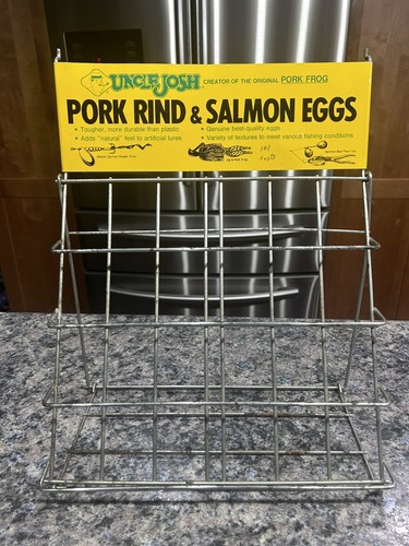 Uncle Josh Bait Company Pork Rind Salmon Eggs Jar Display Rack Vintage ...
