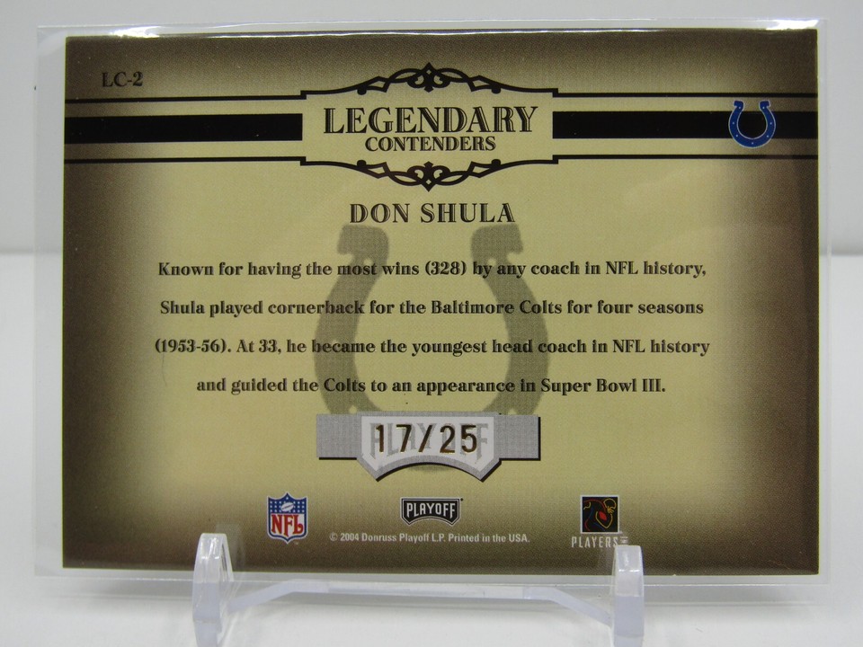 DON SHULA 2004 PLAYOFF CONTENDERS LEGENDARY AUTOGRAPH AUTO #17/25 ...
